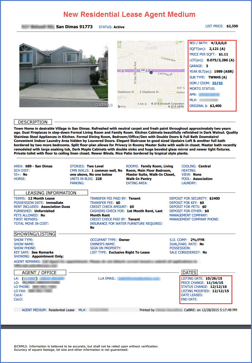 Updated Residential Lease Agent Medium Report – CRMLS Knowledgebase