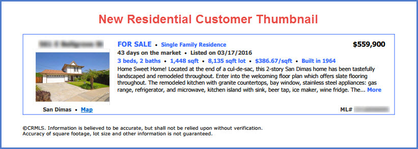 New Customer Thumbnail Displays - CRMLS Knowledgebase