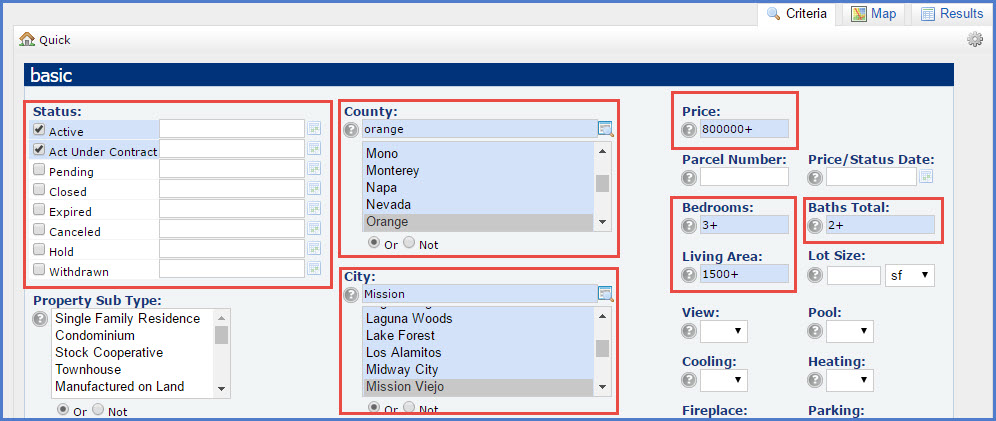 Glowing Search Fields in Matrix | CRMLS Knowledgebase
