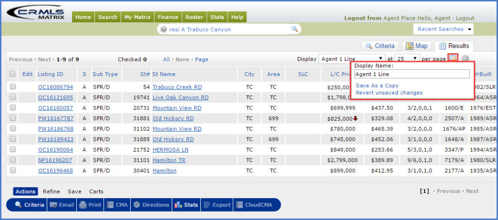 Matrix: How to Customize the Agent 1 Line Display – CRMLS Knowledgebase