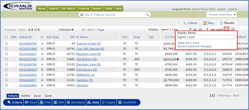 Matrix: How to Customize the Agent 1 Line Display – CRMLS Knowledgebase