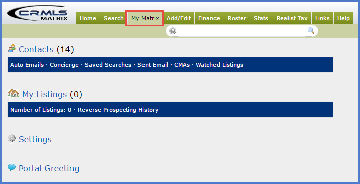 Matrix: How to Use the My Matrix Tab | CRMLS Knowledgebase