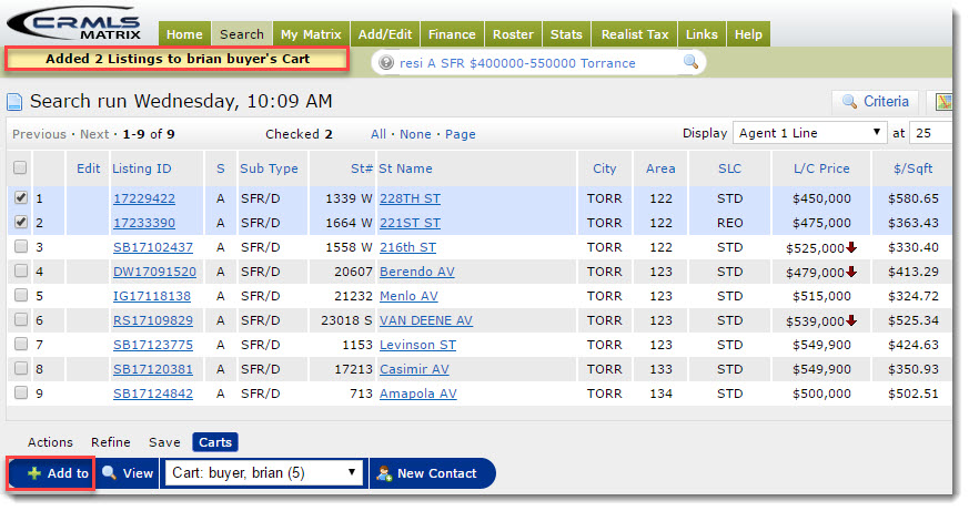 17a carts – CRMLS Knowledgebase