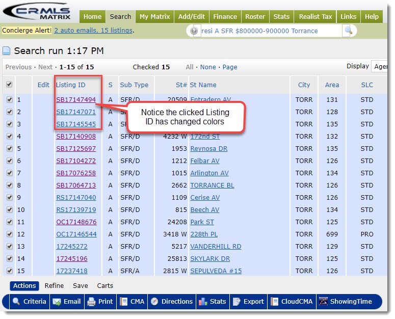 Matrix: How to Track Listings You Have Visited – CRMLS Knowledgebase