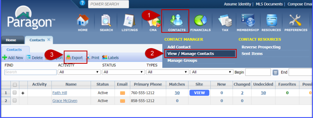 Paragon: Exporting Contacts from Paragon Quick Guide - CRMLS Knowledgebase