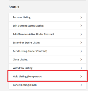 Flexmls: What is HOLD status? - CRMLS Knowledgebase