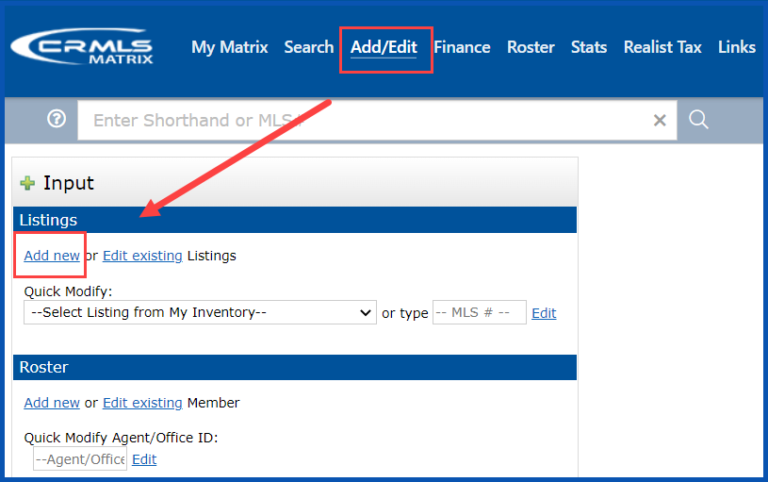 Matrix: Adding a Listing - CRMLS Knowledgebase