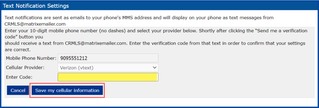 Matrix: How to Setup OneHome Portal Notifications - CRMLS Knowledgebase