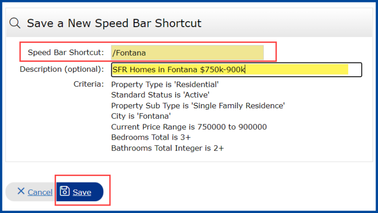 Matrix: How to Save a Speed Bar Shortcut - CRMLS Knowledgebase
