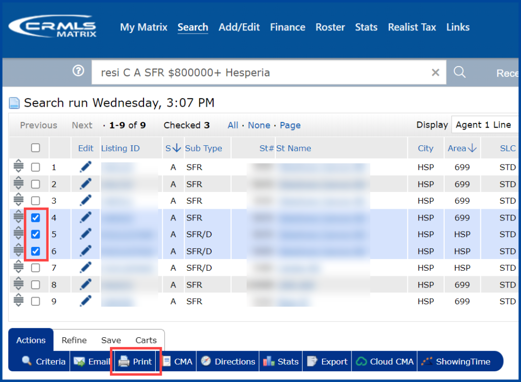 Matrix: How to Print Listings - CRMLS Knowledgebase