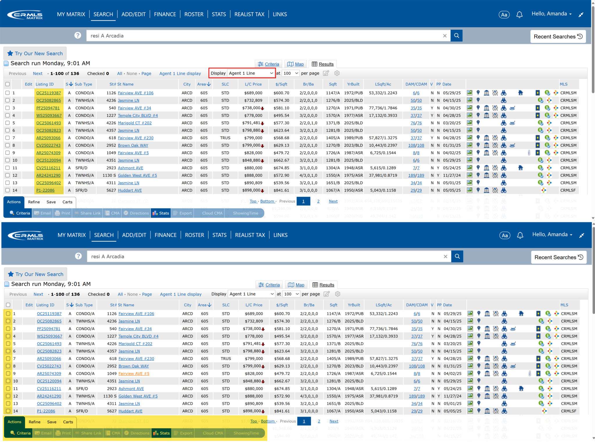 Matrix: Residential Search Report Displays - CRMLS Knowledgebase