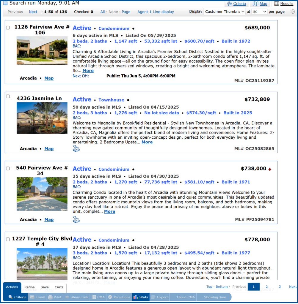 Matrix: Residential Search Report Displays - CRMLS Knowledgebase