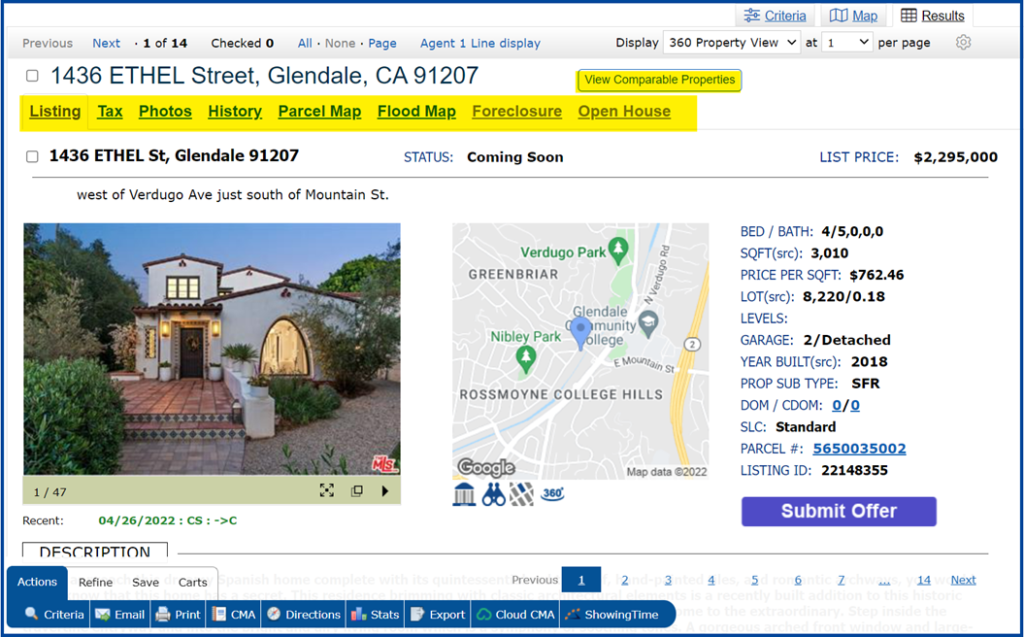 Matrix: Residential Search Report Displays – CRMLS Knowledgebase