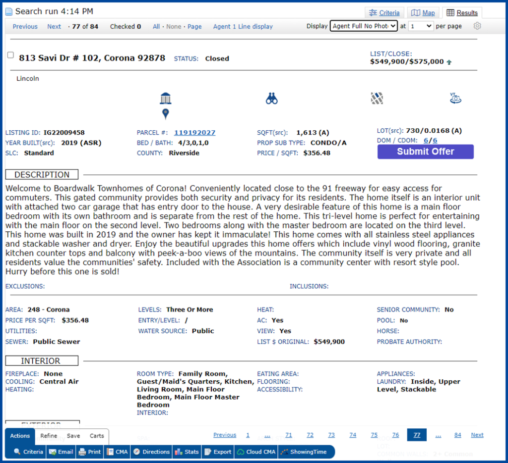 Matrix: Residential Search Report Displays – CRMLS Knowledgebase