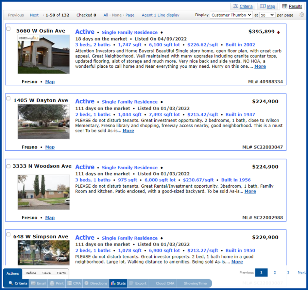Matrix: Residential Search Report Displays – CRMLS Knowledgebase