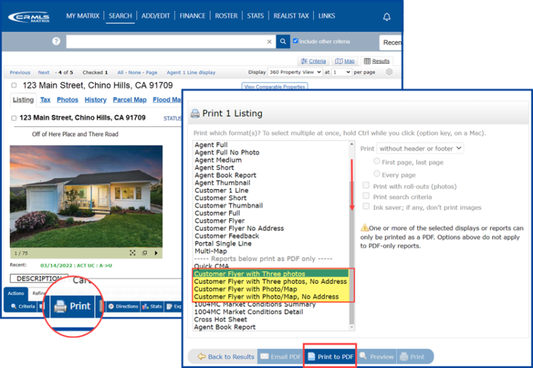 Matrix: Residential Search Report Displays - CRMLS Knowledgebase