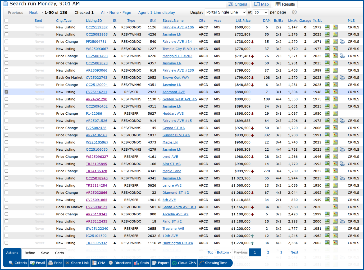Matrix: Residential Search Report Displays - CRMLS Knowledgebase