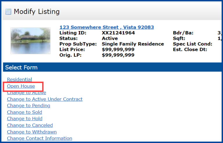Matrix: How to Add/Modify an Open House - CRMLS Knowledgebase