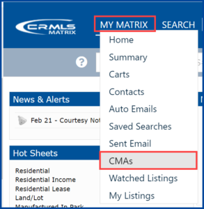 Matrix: How to Manage Your CMA Report - CRMLS Knowledgebase