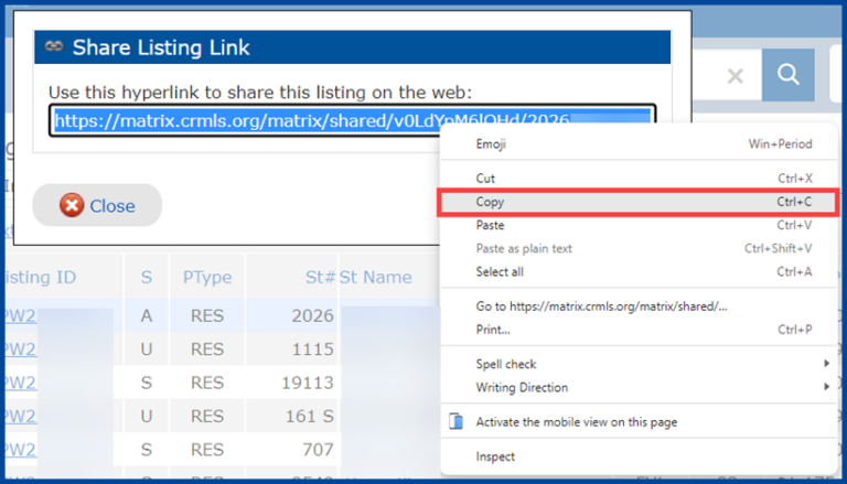 Matrix: How to Share Your Listings - CRMLS Knowledgebase
