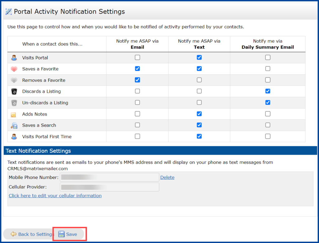 Matrix: How to Setup OneHome Portal Notifications - CRMLS Knowledgebase