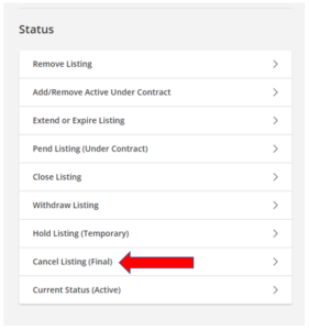 Cancel a Listing – CRMLS Knowledgebase