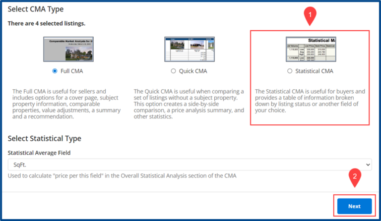 Flexmls: How to Create a Statistical CMA - CRMLS Knowledgebase