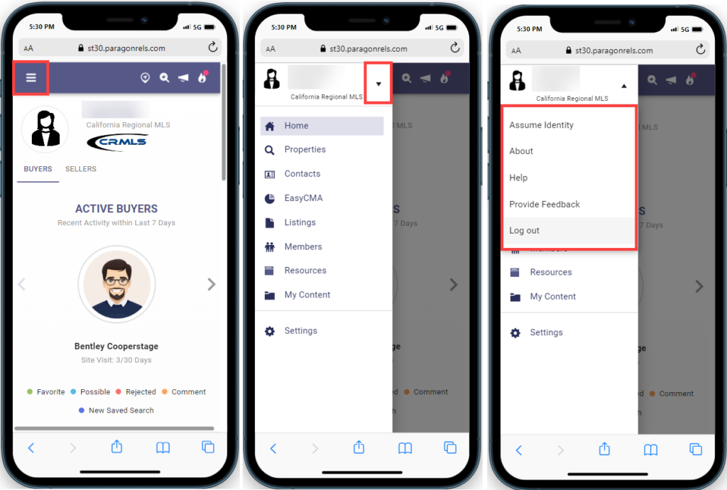 Paragon Connect: Dashboard Menu - CRMLS Knowledgebase